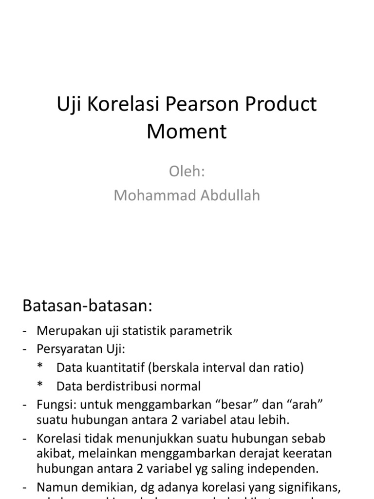 Uji Korelasi Pearson dalam Statistik | PDF