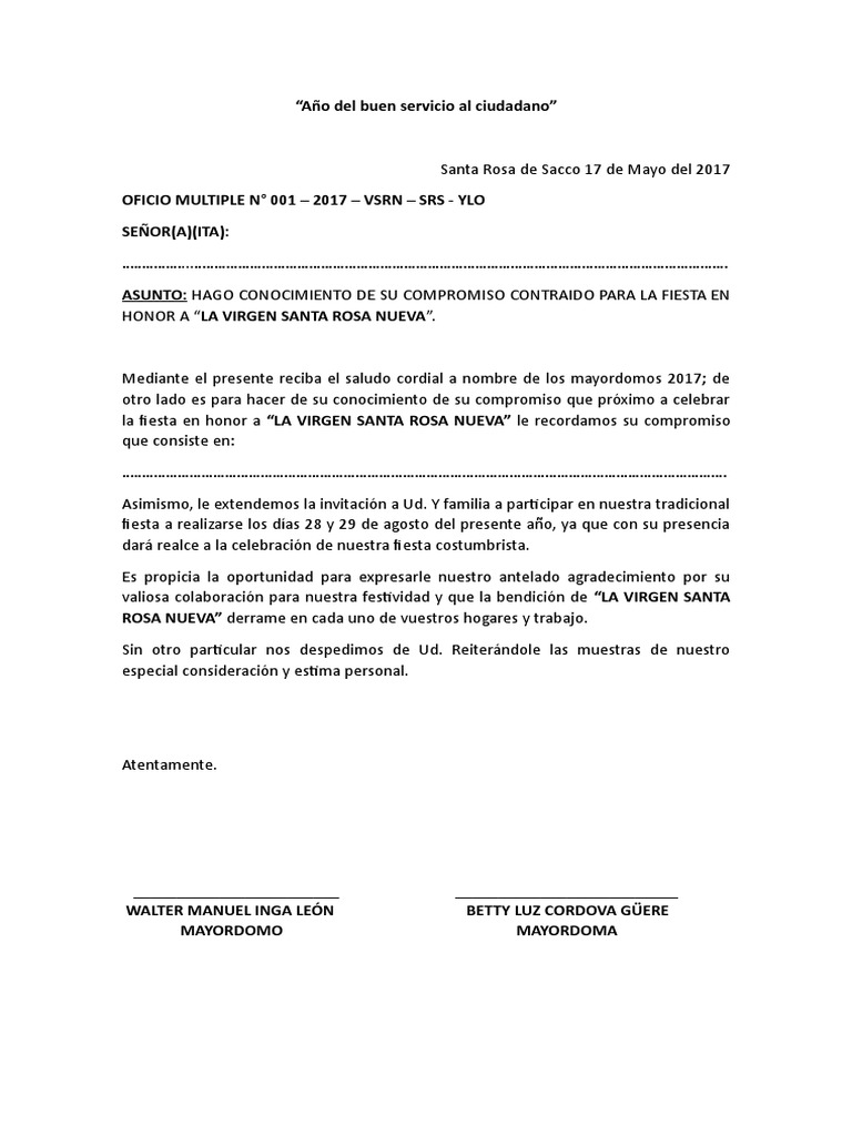 Modelo Oficio Donacion