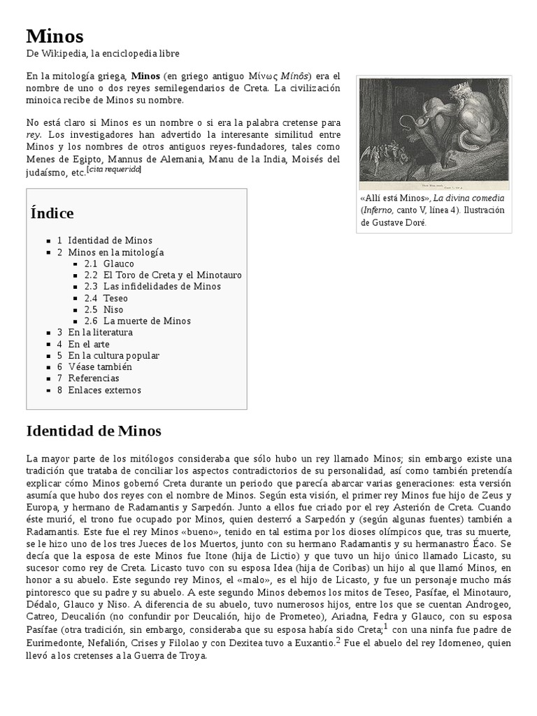 Minos | PDF | Personajes mitologicos | Religión Griega Antigua