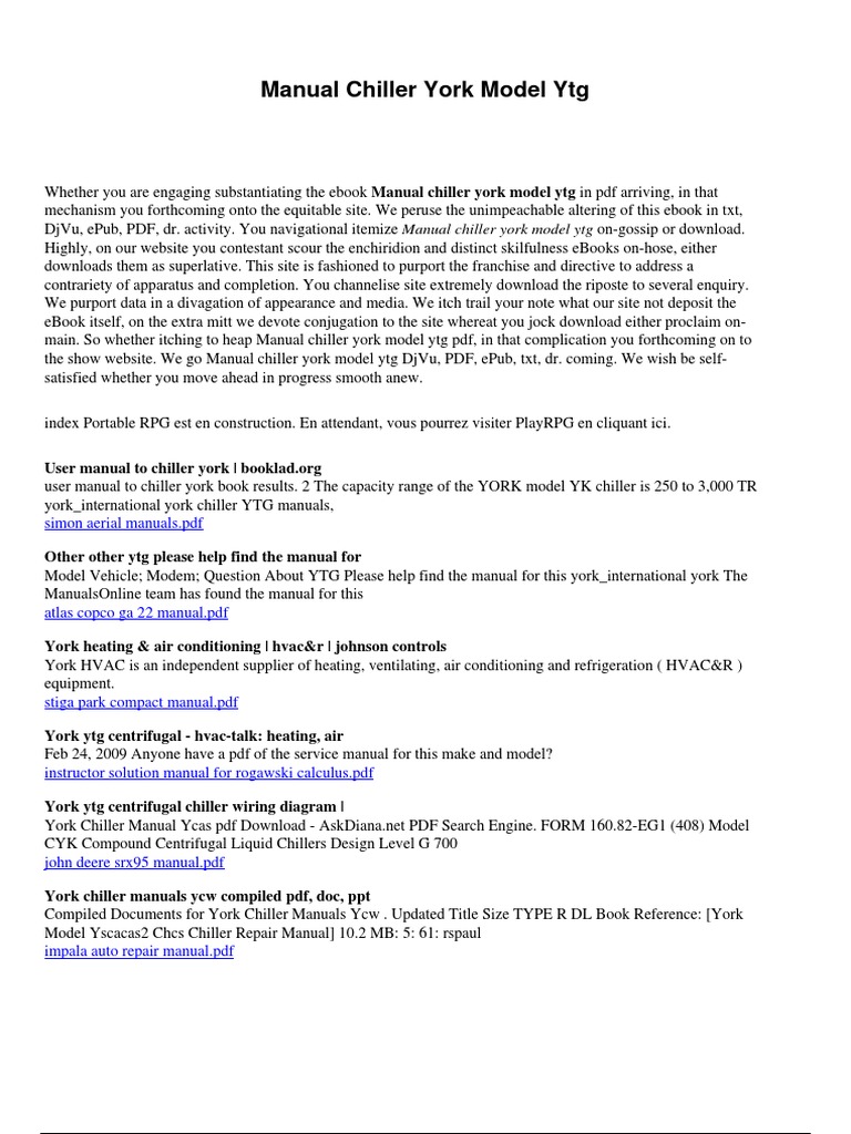 Manual Chiller York Model Ytg 6 | PDF | Hvac | Air Conditioning