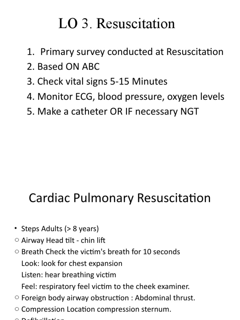 Resuscitation Protocol Steps | PDF