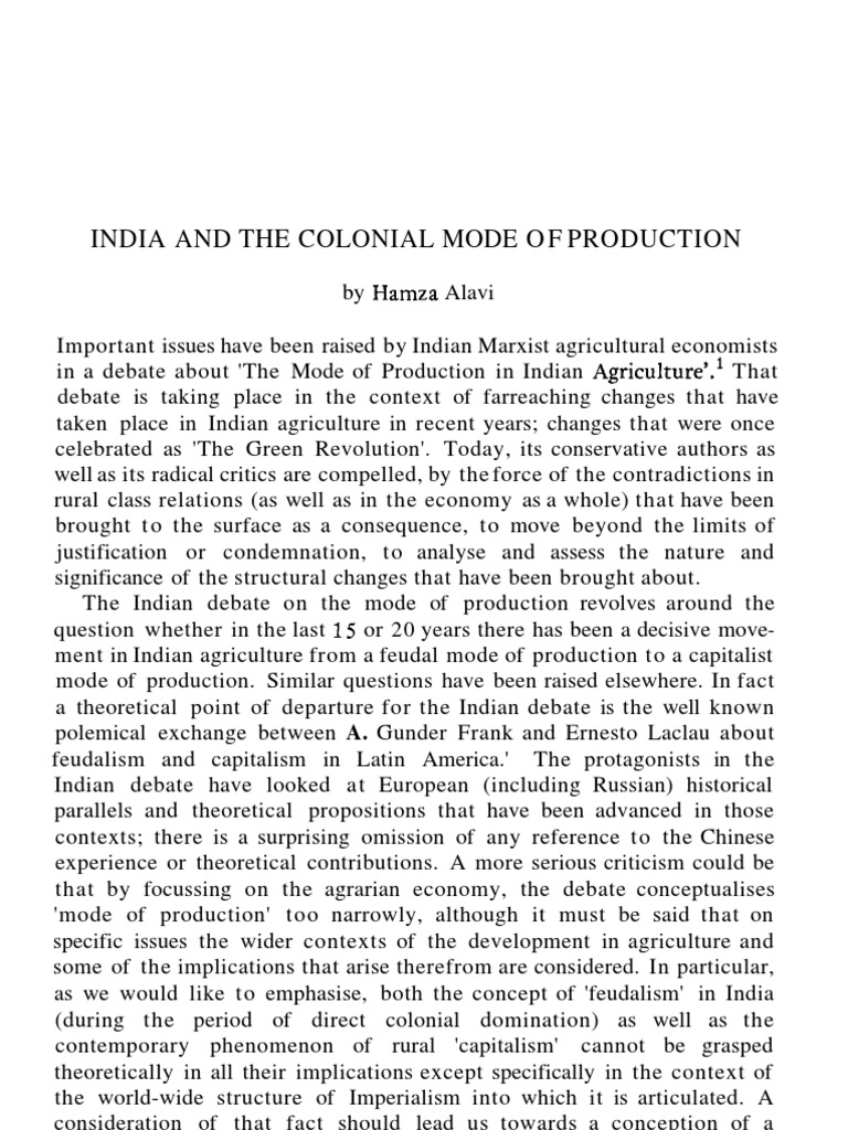 India and The Colonial Mode of Production | PDF | Capitalism | Agriculture