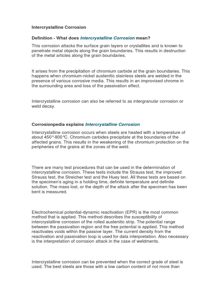 Intercrystalline Corrosion | PDF | Corrosion | Building Materials
