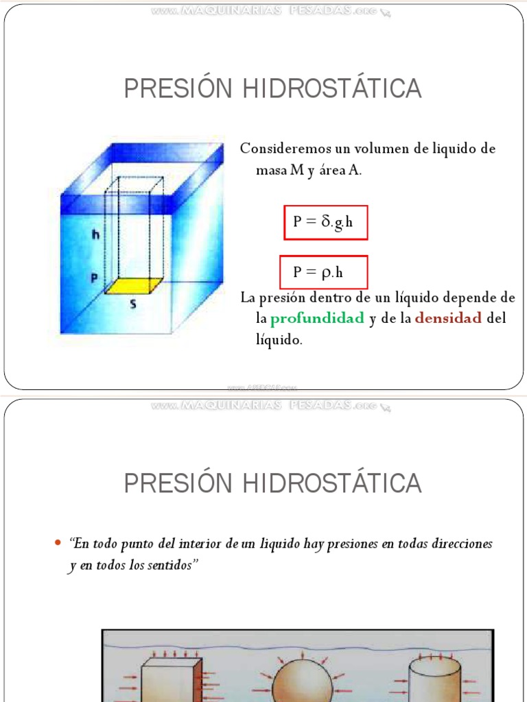 Presion Hidrostatica.pdf | Presión | Líquidos | Prueba gratuita de 30 días | Scribd