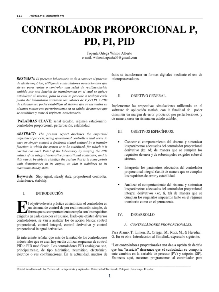 Control P Pi PD Pid | PDF | Ciencia de sistemas | Cibernética