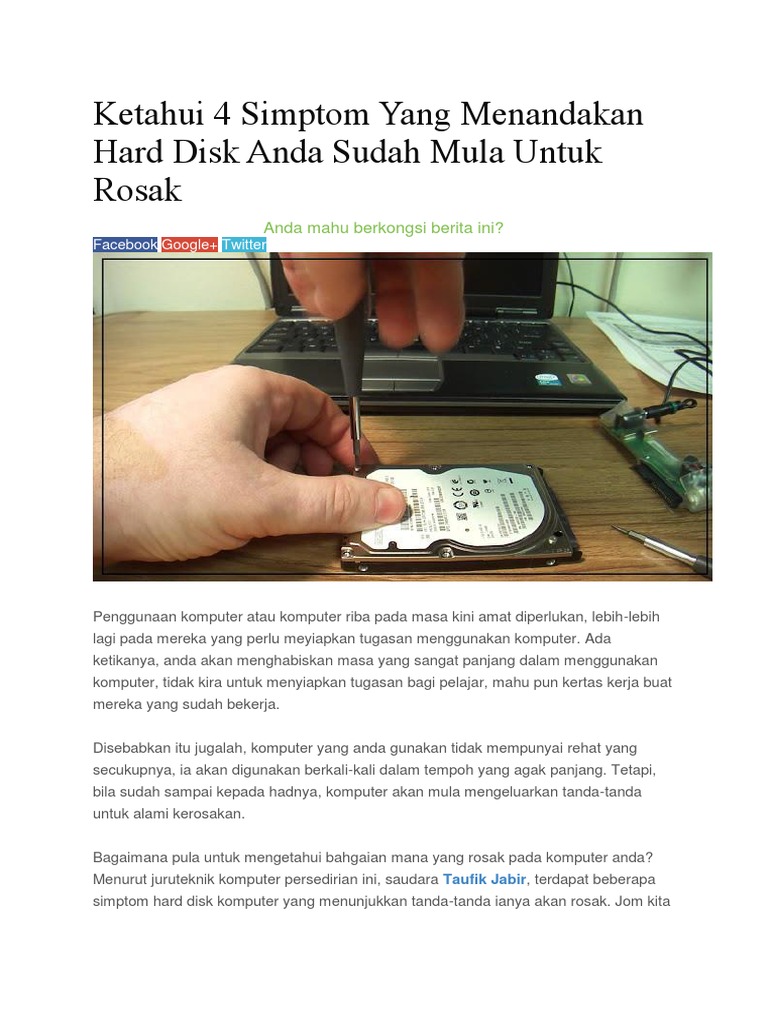 Ketahui 4 Simptom Yang Menandakan Hard Disk Anda Sudah Mula Untuk Rosak ...
