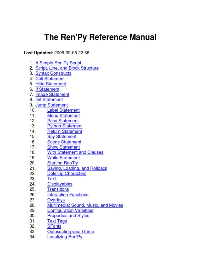 Ren Py Manual Parameter Computer Programming Python Programming Language