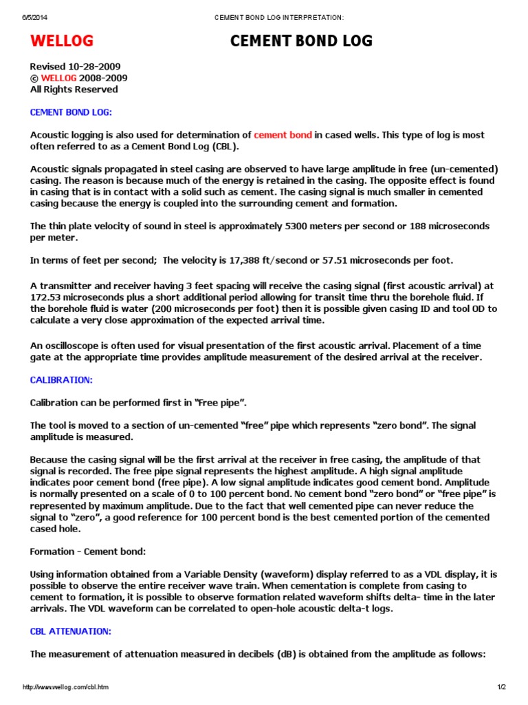 Cement Bond Log Interpretation | PDF | Amplitude | Attenuation