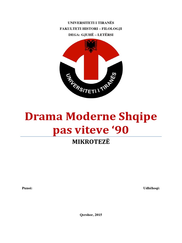 Teme Diplome Master - Drama Moderne Shqipe Pas Viteve 90' | PDF