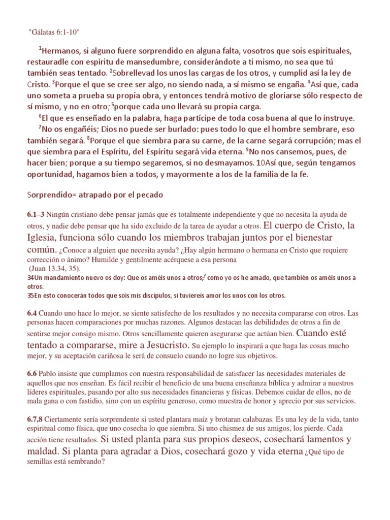 Nathaniel Varela. Atrapado Por El Pecado. Gálatas 6.1-10 | PDF | Cristo ...