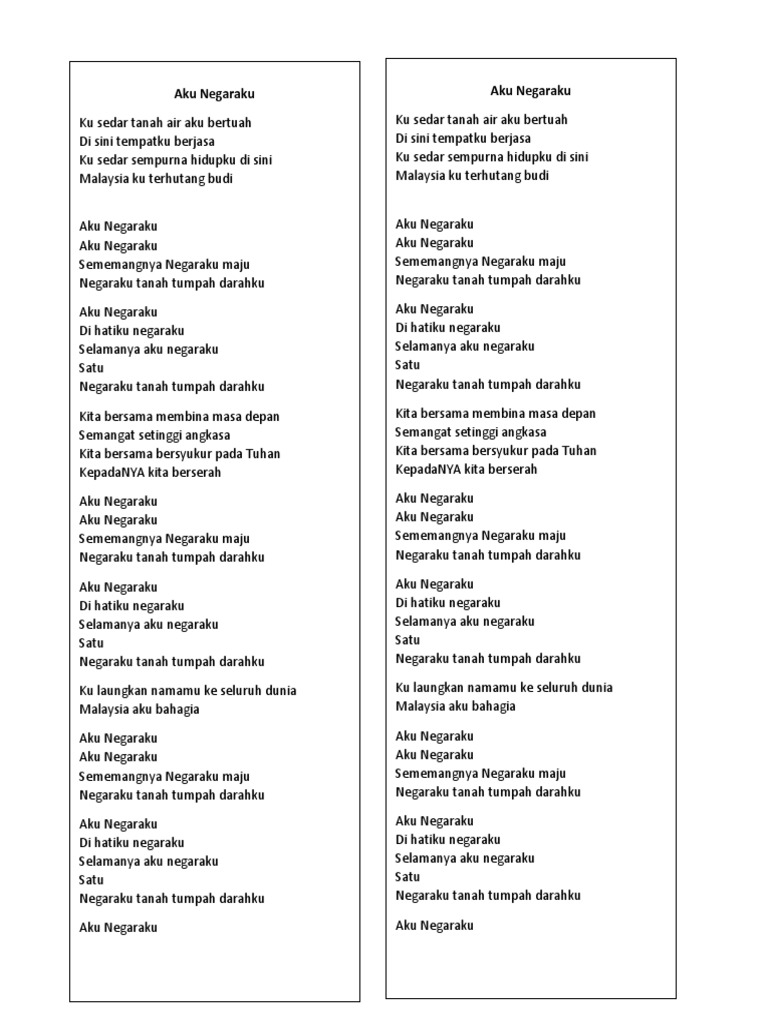 Aku Negaraku Lirik | PDF