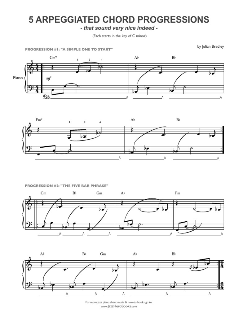 5 Arpeggiated Chord Progressions Sheet Music | PDF | Leisure | Musical ...