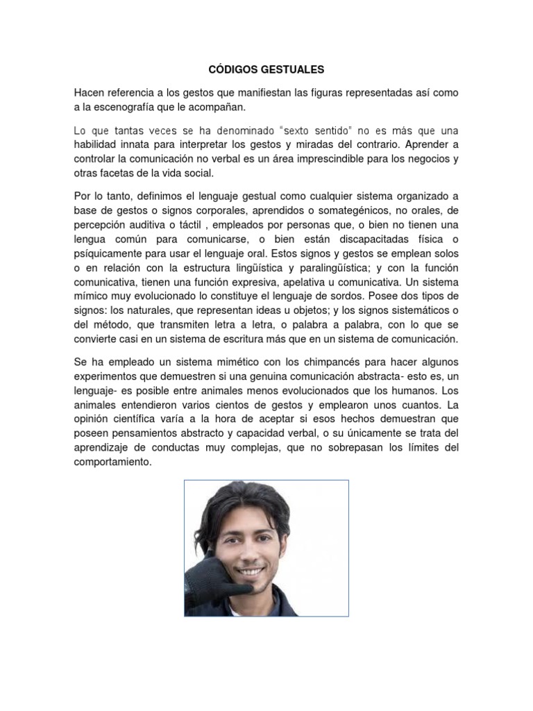 Códigos Gestuales | PDF | Comunicación | Semiótica