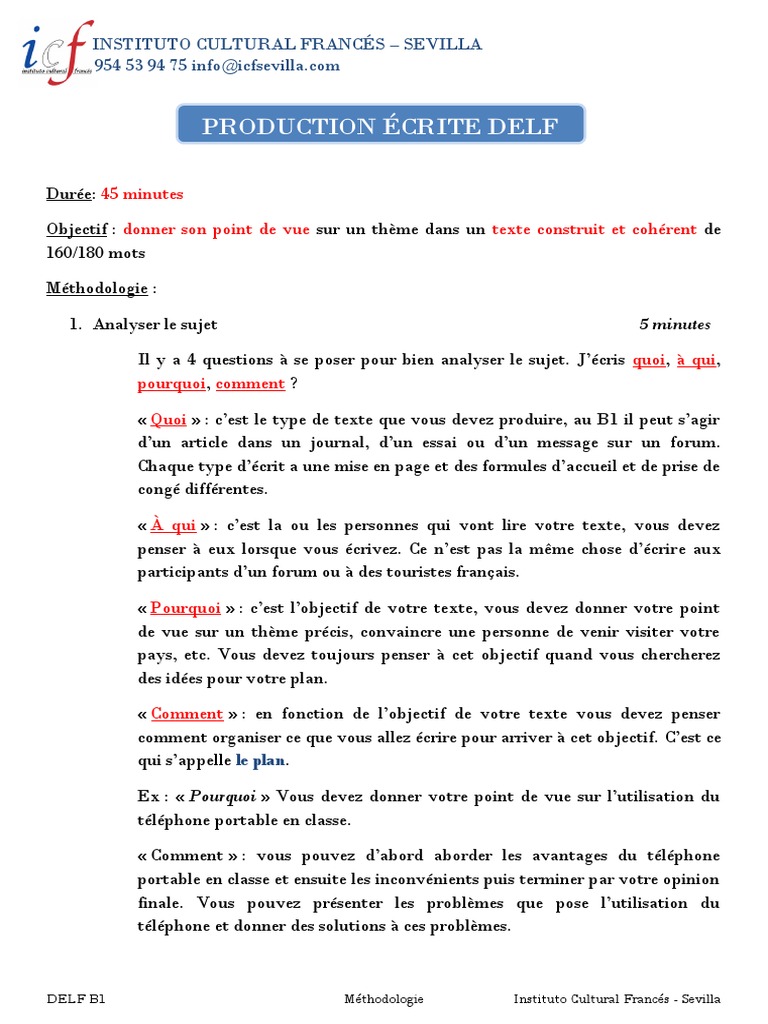 exemple-de-production-écrite-delf-b1 | Mise en page | la communication