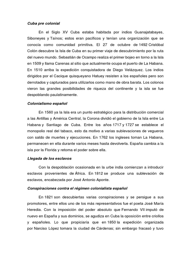 Cuba Pre Colonial | PDF | Cuba | Imperio español