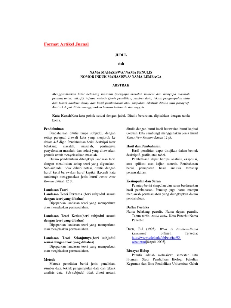 Contoh Format Artikel Jurnal | PDF