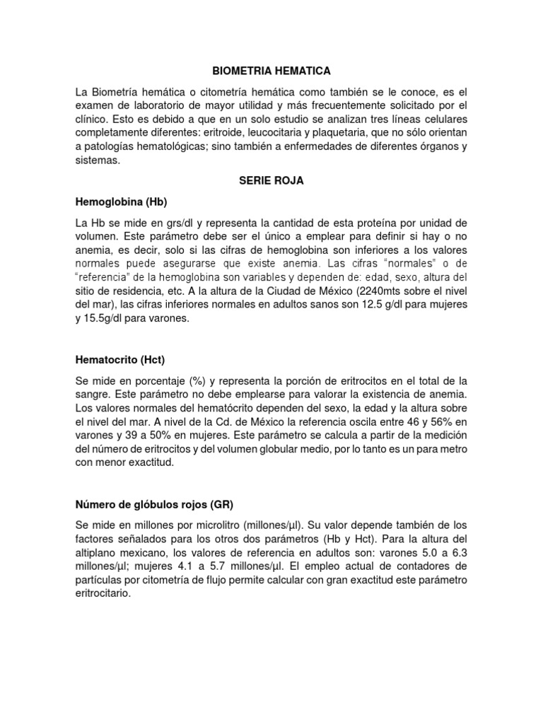 Biometria Hematica | PDF | Leucocito | Leucemia