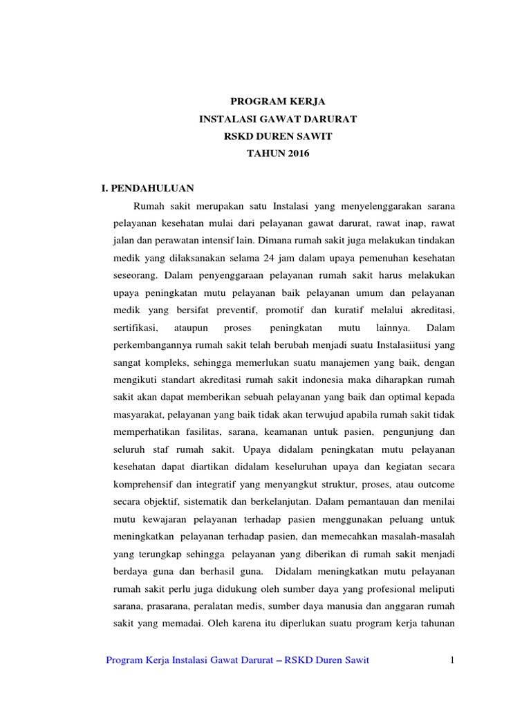 Program Kerja Igd | PDF