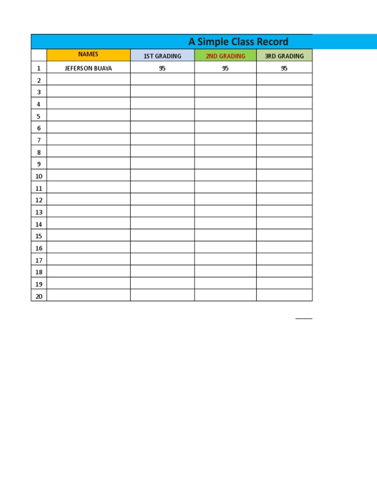 Class Record with Grading Averages | PDF