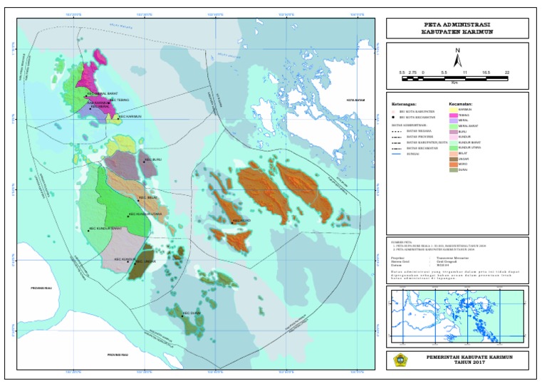 Administrative Map of Karimun Regency, Riau Islands, Indonesia ...