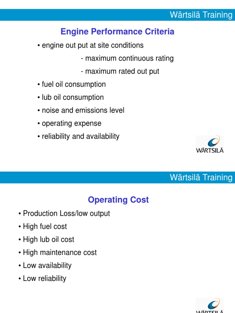 Engine Performance Criteria: Wärtsilä Training Wärtsilä Training | PDF