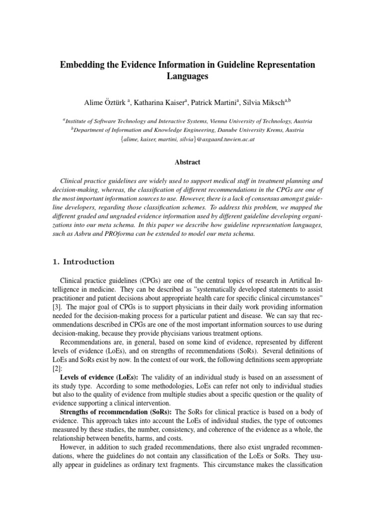 Embedding The Evidence Information in Guideline Representation | PDF ...