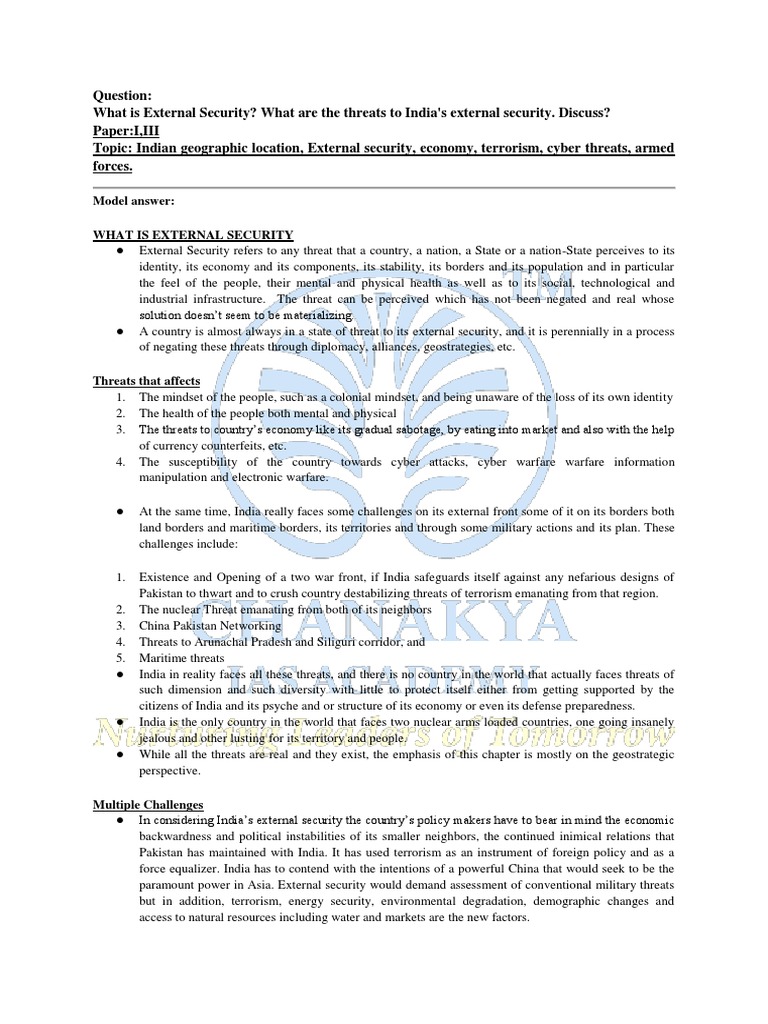 India's External Security Threats Explained | PDF | Cyberwarfare | Security