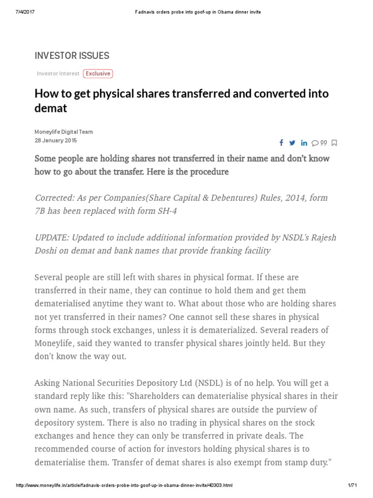 Physical Share Transfer Guide | PDF | Service Industries | Securities ...