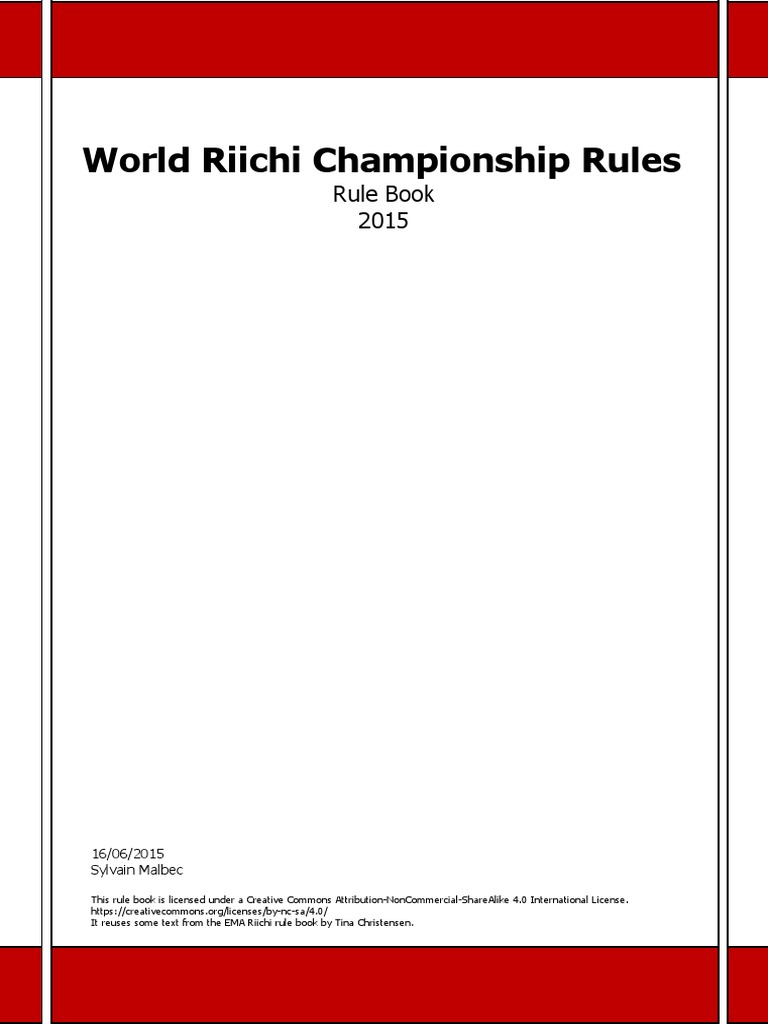 World Riichi Championship Rules | PDF | Mahjong | Rummy