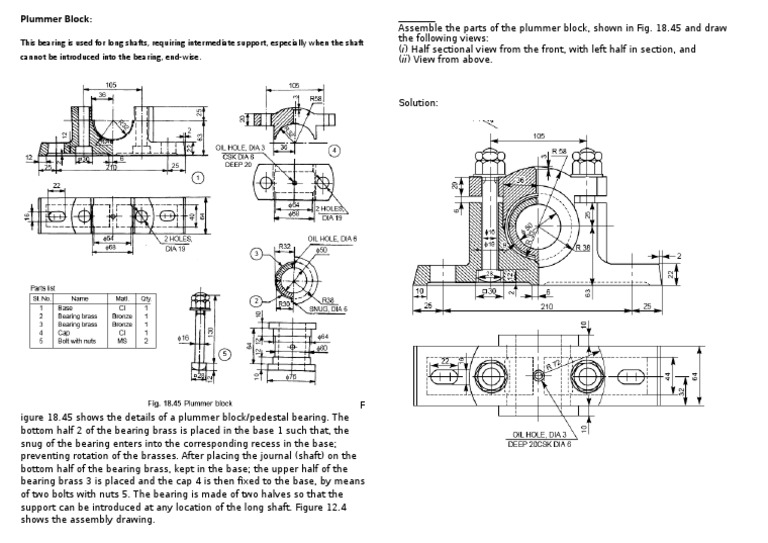 Plummer Block Assembly, Front View, Part-1 Full Details,, 42% OFF