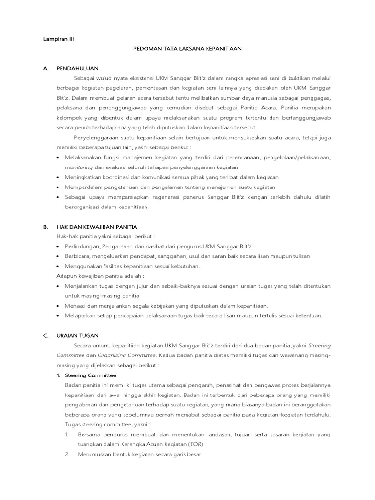 Contoh Pedoman Panitia | PDF | Seni