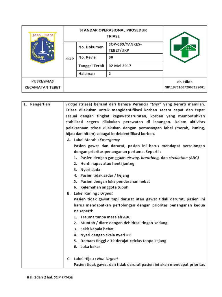SOP Triase FIX | PDF