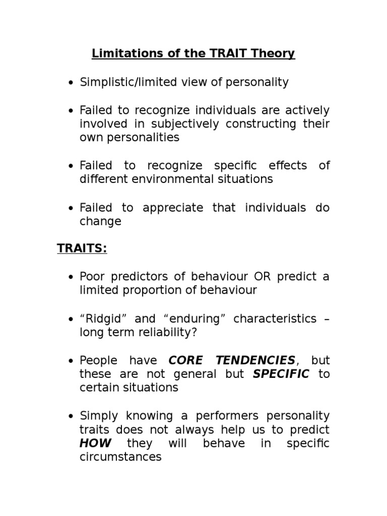 Limitations of The TRAIT Theory | PDF