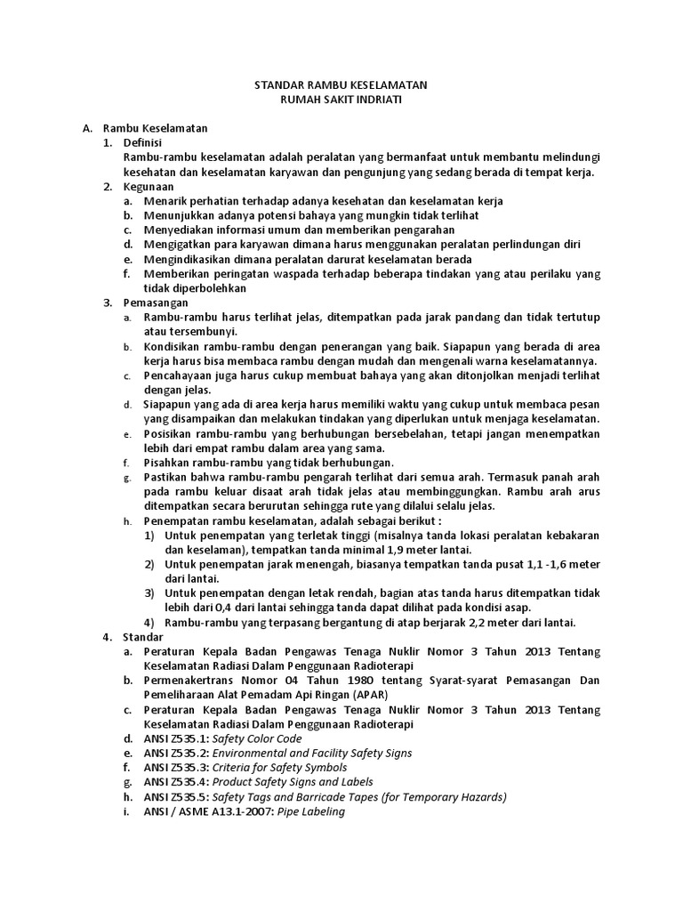 Standar Rambu Keselamatan | PDF