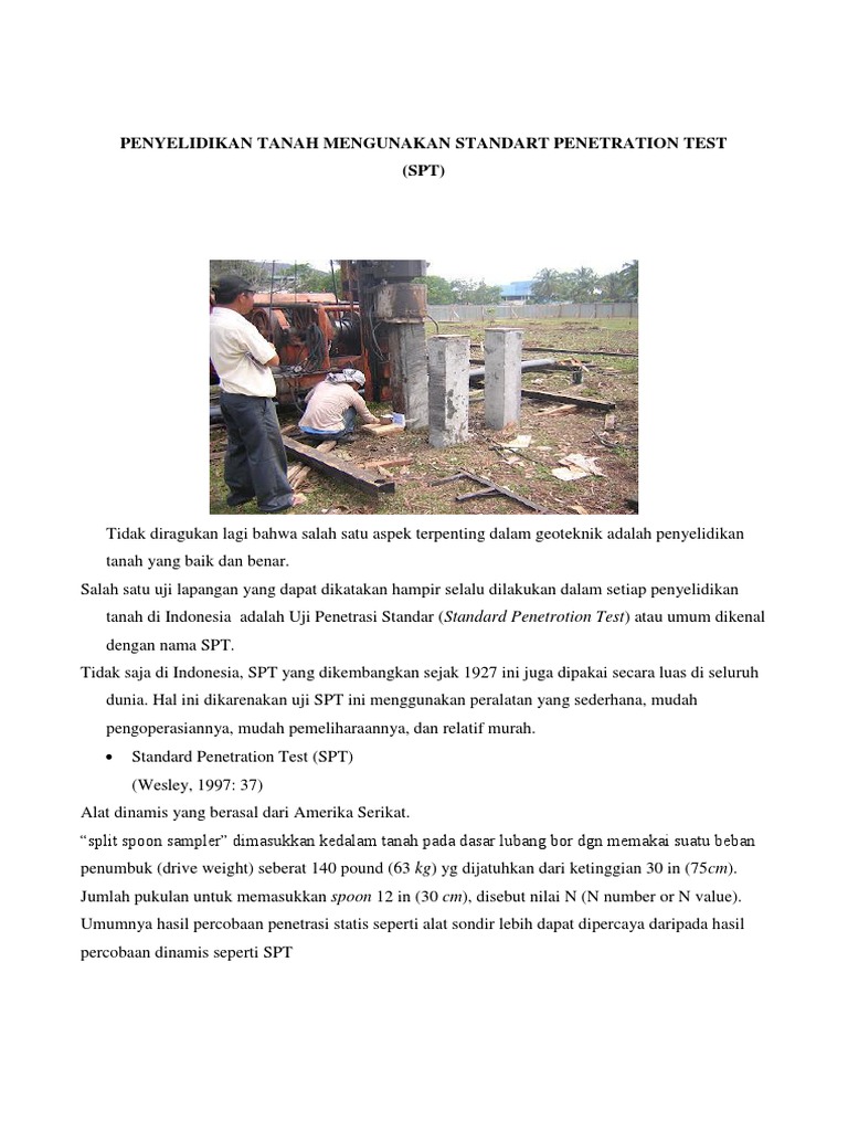 Uji Penetrasi Standar (SPT) Tanah | PDF