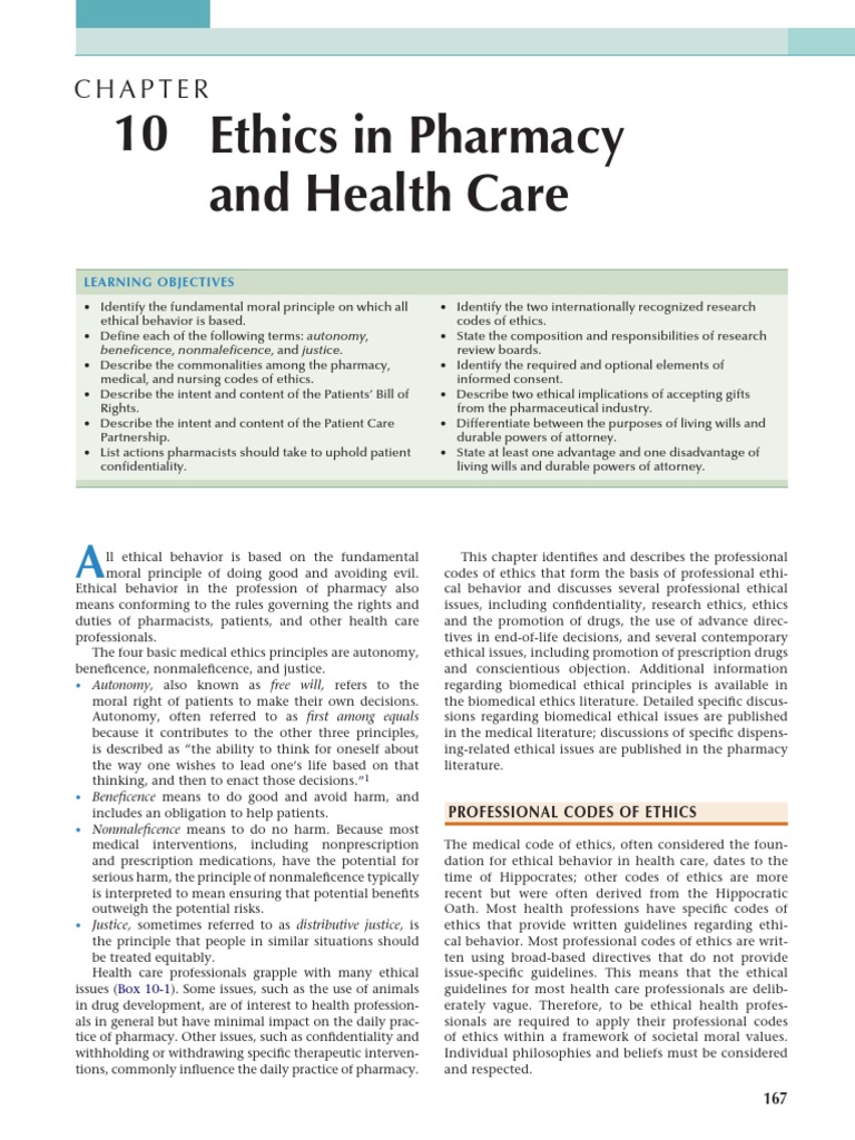 Ethics in Pharmacy | PDF | Medical Ethics | Pharmacy