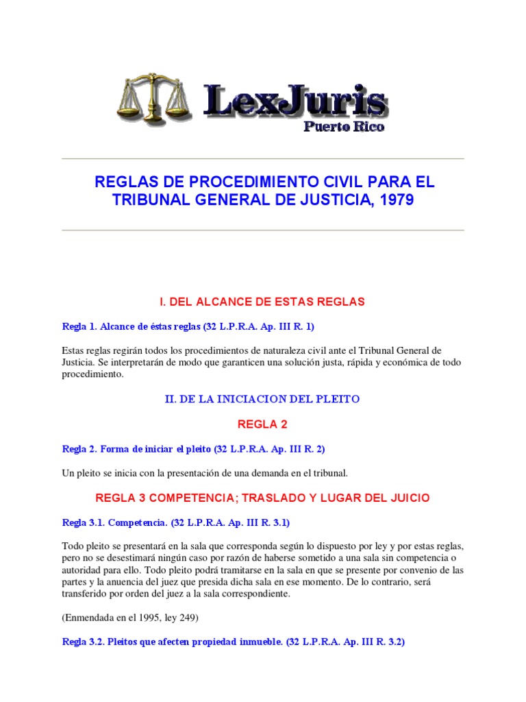 Reglas de Procedimiento Civil PR | PDF | Demanda judicial | Sentencia (ley)
