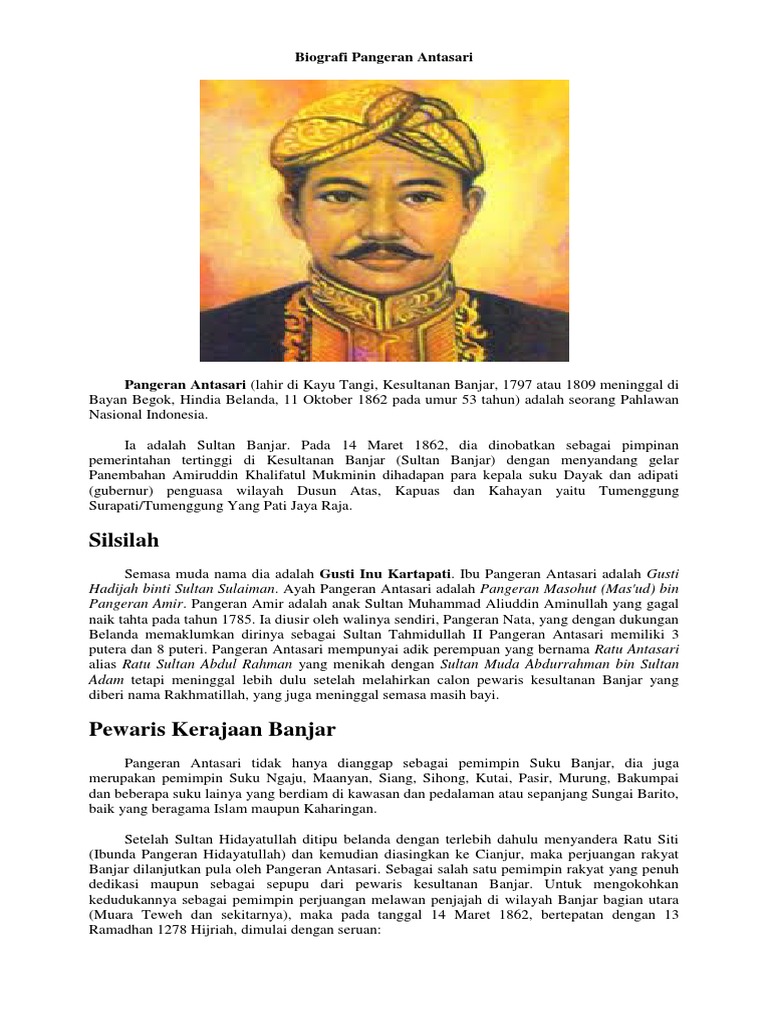 Biografi Pangeran Antasari | PDF | Perjalanan | Sejarah