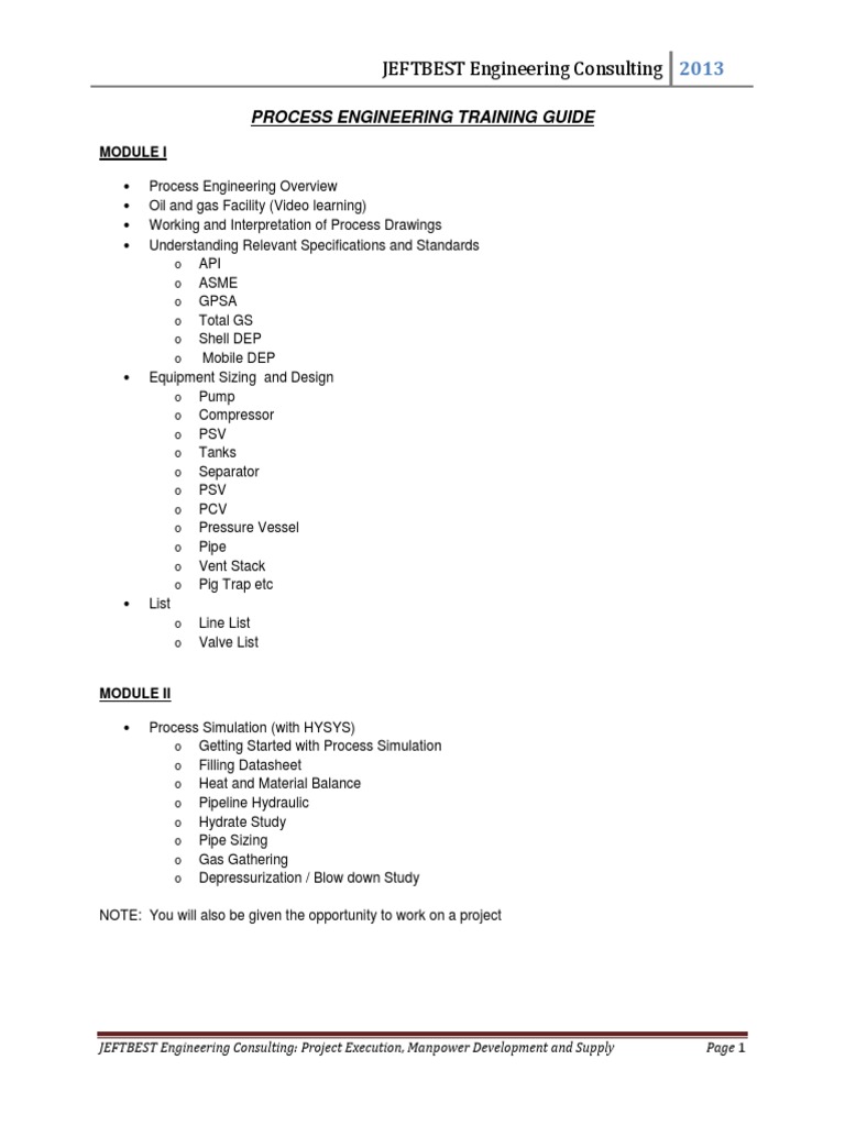 Process Engineering Training Guide-1 | PDF