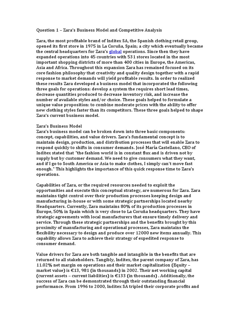 Zara's Business Model and Competitors Analysis | PDF | Outsourcing ...