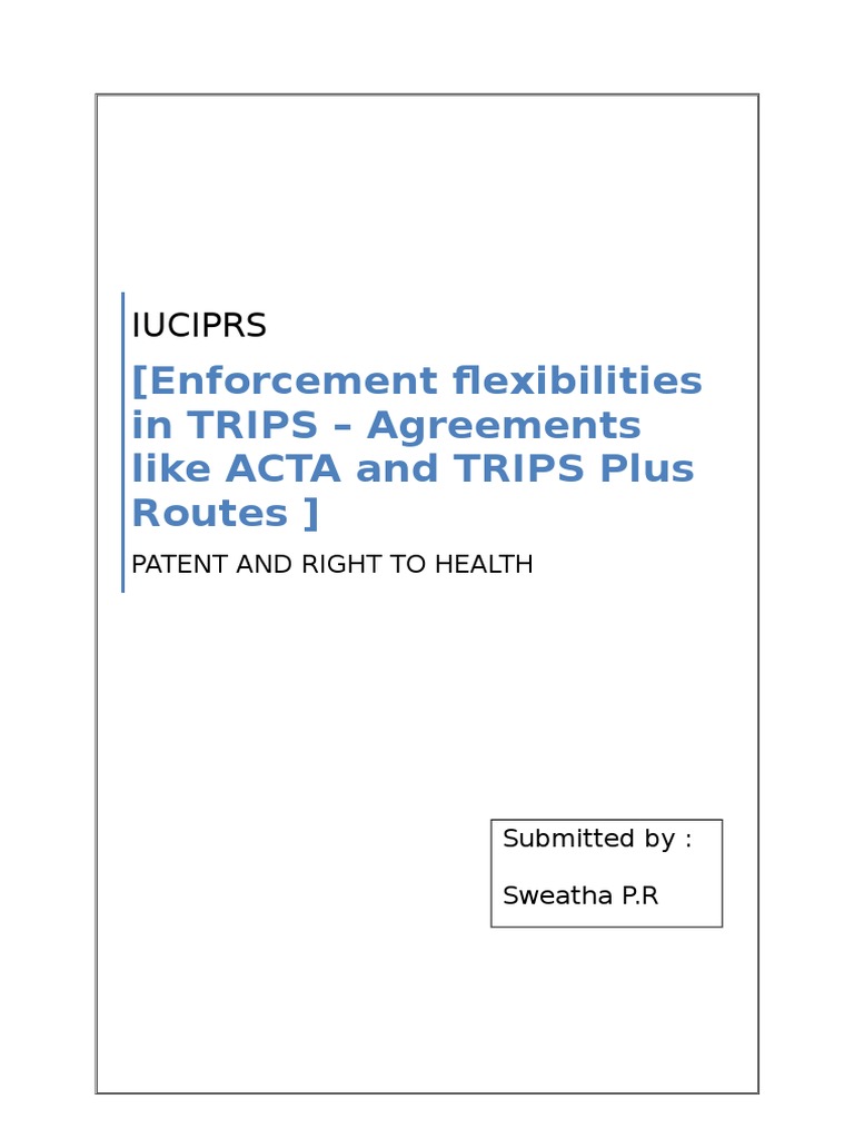 Enforcement Flexibilities in TRIPS - Draft | PDF | Trips Agreement ... Enforcement Flexibilities in TRIPS - Draft | PDF | Trips Agreement ...
