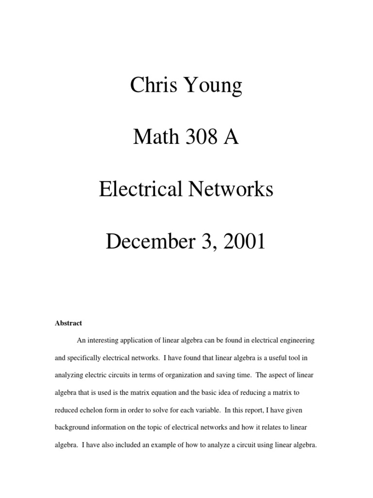 Chris Young Math 308 A Electrical Networks December 3, 2001 | Download Free PDF | Electrical ...