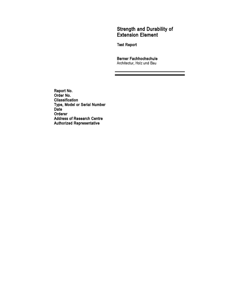 Strength and Durability of Extension Element: Test Report | PDF