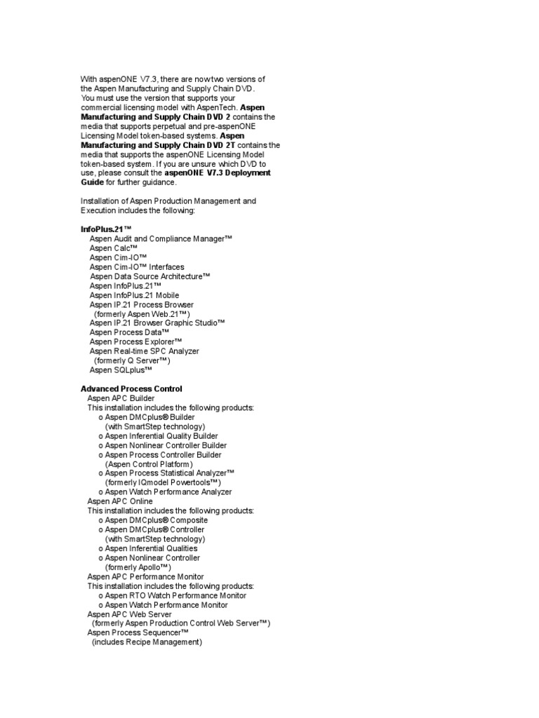 Aspen Manufacturing Suite | PDF | Computers