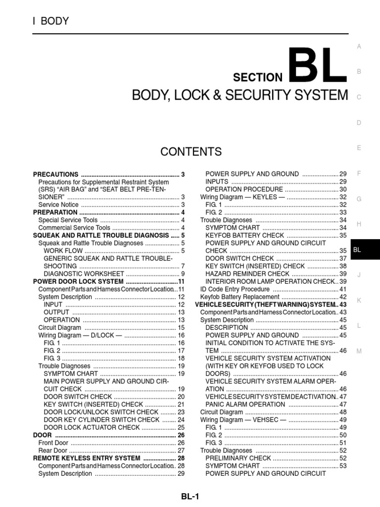Bl-Body, Lock & Security System | PDF | Airbag | Lock (Security Device)