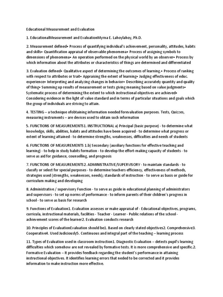 Educational Measurement and Evaluation | PDF | Educational Assessment ...