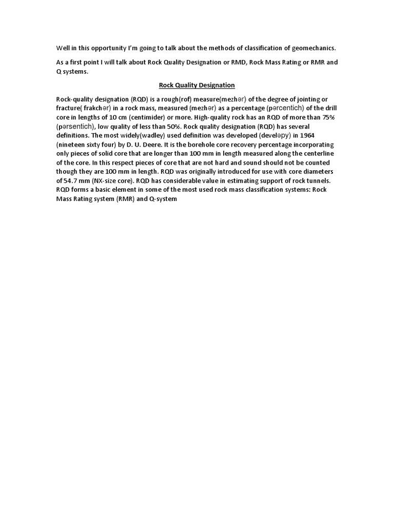 ƏR) ƏR) ƏR) Ərcentich) Ərsentich) Əpy) : Rock Quality Designation | PDF