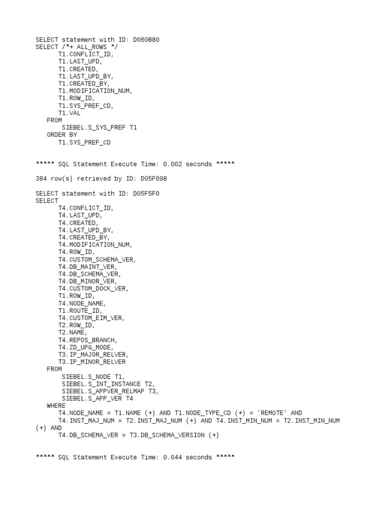 Siebel Log | PDF | Sql | Databases