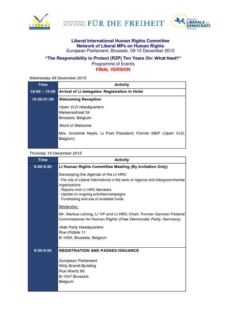 Programme LI HRC 2nd Annual Meeting FINAL | PDF | European Parliament ...