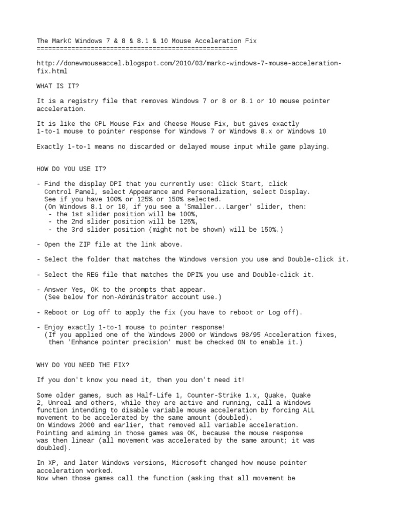 !MarkC Windows 10+8.x+7 MouseFix ReadMe | PDF | Microsoft Windows ...